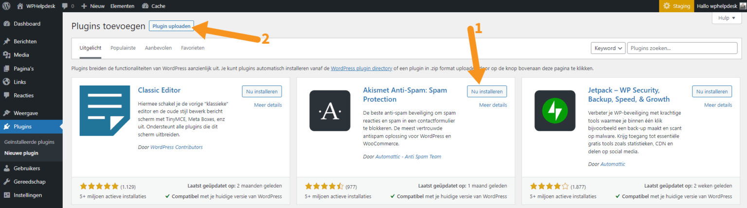WordPress plugin installeren - WPHelpdesk